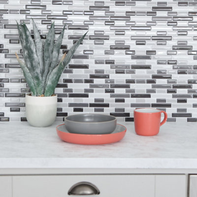 Wallpops Smoked Glass 3D Epoxy Tile Stickers 25.4cm(L) 25.4cm(W) pack of 4