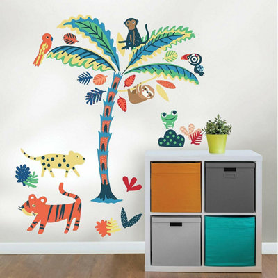 Wallpops Tropical Animal Rainforest Large Kids Bedroom Wall Stickers Murals