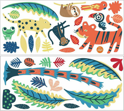 Wallpops Tropical Animal Rainforest Large Kids Bedroom Wall Stickers Murals