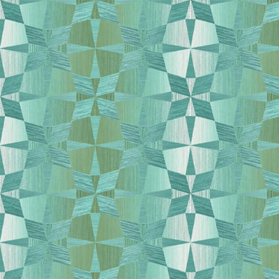 Wallquest Villa Apex Geometric Teal Wallpaper Modern Acrylic Coated Feature Wall
