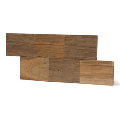 Wallsupply UltraWood Big Square Recycled Solid Teak Wood Panels, Wall ...