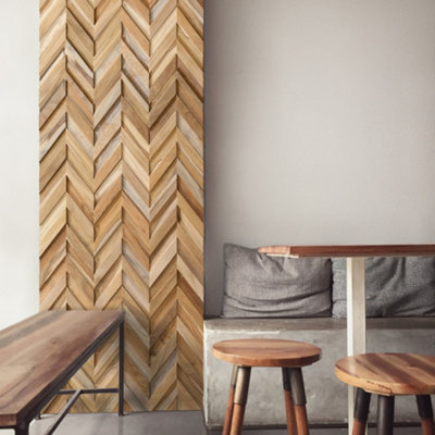Wallsupply UltraWood Chevron Herringbone Solid Teak Wood Hardwood ...