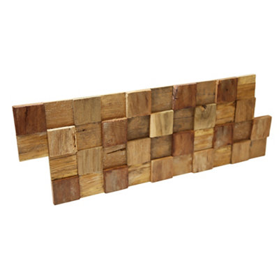Wallsupply UltraWood Square Recycled Solid Teak Wood Panels, Wall ...