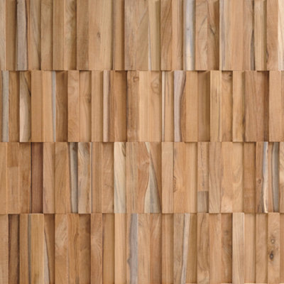 Wallsupply UltraWood Vertical Solid Teak Wood Hardwood Panels, Wall Cladding 3D Interlocking ...