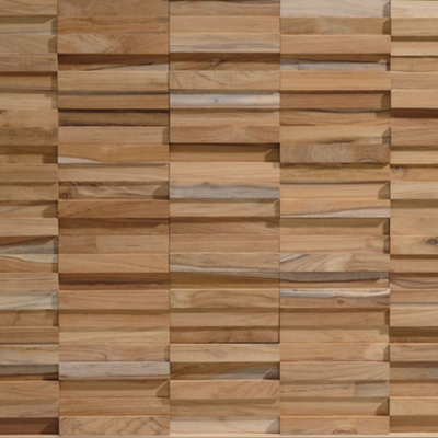 Wallsupply UltraWood Vertical Solid Teak Wood Hardwood Panels, Wall Cladding 3D Interlocking ...