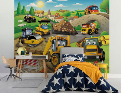 Walltastic My First JCB Multicolour Smooth Wallpaper Mural 8ft high x ...