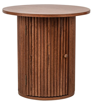 Walnut Finish Side Table with Storage Modern Design Style Living Room