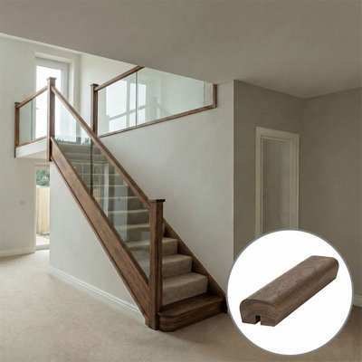 Walnut Handrail Modern 3.6m - 10mm Groove For Glass Panels UK ...