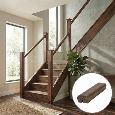 Walnut Handrail Modern 3.6m - 8mm Groove For Glass Panels UK ...
