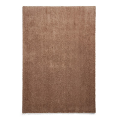 Walnut Shaggy Washable Plain Modern Rug For Living Room Bedroom ...