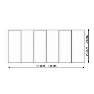 Walnut Wood 6-Door Sliding Wardrobe Door Kit, White Frame & Tracks ...