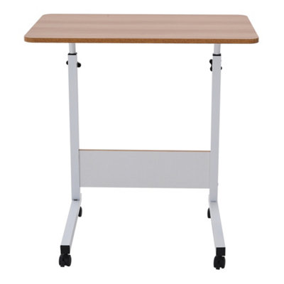 Walnut Wood Bedroom Bedside Adjustable Height Laptop Table with Wheels
