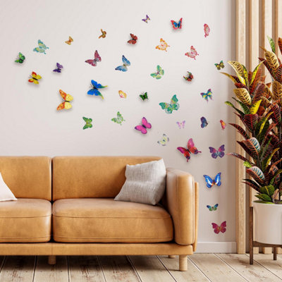 Walplus 3D Colourful Butterflies Mix Multicoloured PVC