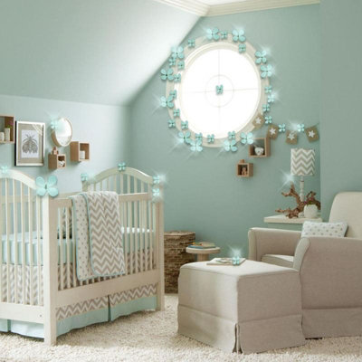 Walplus 3D Luxury Crystal Flowers Wall Stickers - Mint Light Blue | DIY ...