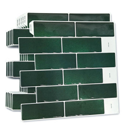 Walplus 6Pcs Green Stone Classic Blend Peel and Stick 3D Wall Tiles ...