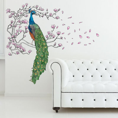 Walplus Adult Sticker - Peacock and Magnolia tree Wall Stickers PVC ...