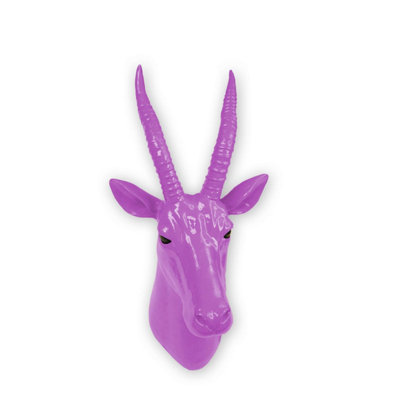 Walplus Animal Coat Hook - Antelope - Purple | DIY at B&Q