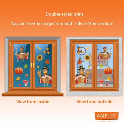 Walplus Autumn Leaves With Squirrel Window Clings - Double-Sided Fall ...