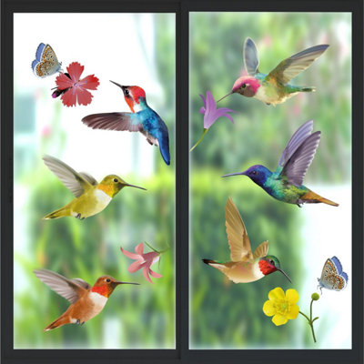 Walplus Big Hummingbirds Double-Sided Window Clings - 58Pcs Bird Window ...