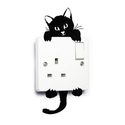 Walplus Black Cat Light Switch Sticker - Kids PVC Sticker Wall Decals ...