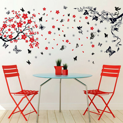 Walplus Blossom Flower with Butterfly Wall Sticker Art Decoration Decal ...