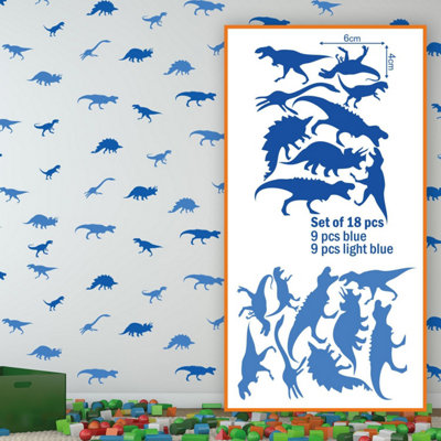 Walplus Blue Dinosaurs Wall Stickers - Dinosaur Stickers for Children ...
