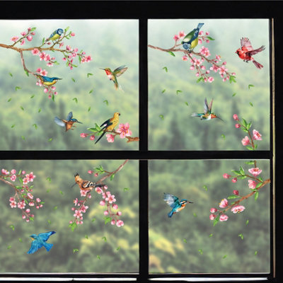 Walplus Cherry Blossom Flowers with Birds On The Branch Spring Window ...