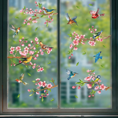 Walplus Cherry Blossom Flowers with Birds On The Branch Spring Window ...
