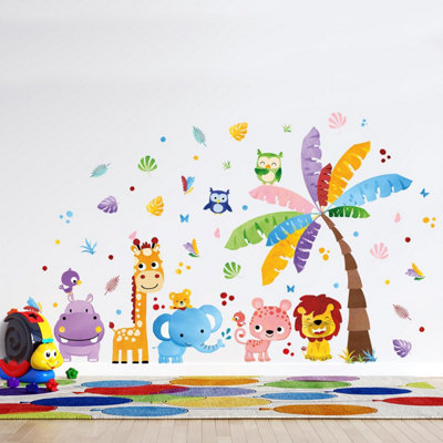 Walplus Colourful Jungle With Happy Animalskids Sticker PVC ...
