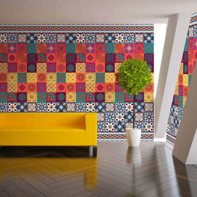Walplus Colourful Mandala Combo Mix Tile Stickers | DIY at B&Q