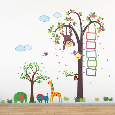Walplus Combo Adult Nursery Monkey Height Measure - Animals Tree Wall ...