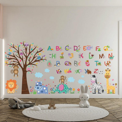 Walplus Combo Kids Fauna Animal Alphabet With Happy London Zoo Wall ...