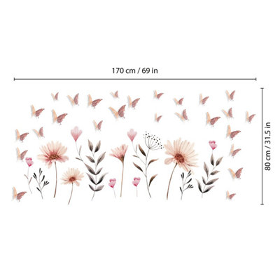 Walplus Combo Kids Wall Sticker Delicate Flowers With Rose Gold Floral ...