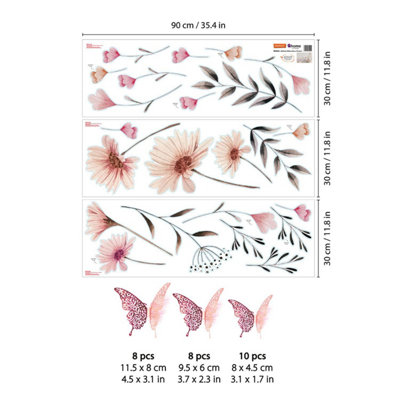 Walplus Combo Kids Wall Sticker Delicate Flowers With Rose Gold Floral ...