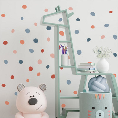 Walplus Dalmatian Polka Dots Natural Blue & Pink X 5 Kids Sticker PVC ...
