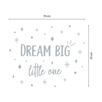 Walplus Dream Big Little One Grey Kids Sticker PVC