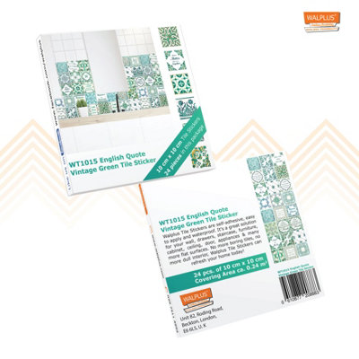 Walplus English Quote Vintage Green Peel and Stick Wall Tiles Stickers ...