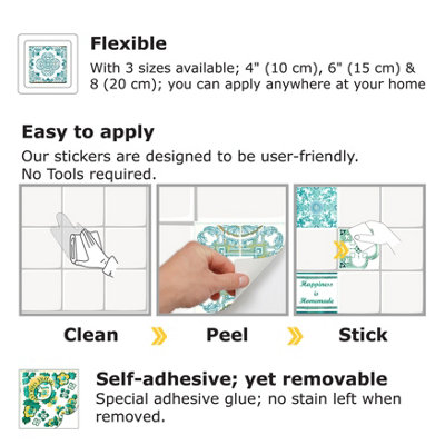 Walplus English Quote Vintage Green Peel and Stick Wall Tiles Stickers ...