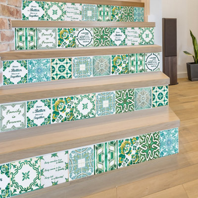 Walplus English Quote Vintage Green Peel and Stick Wall Tiles Stickers ...
