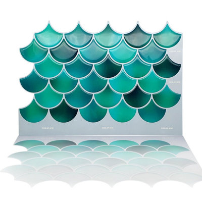 Walplus Fresh Turquoise 3D Tile Stickers Multipack 24pcs | DIY at B&Q
