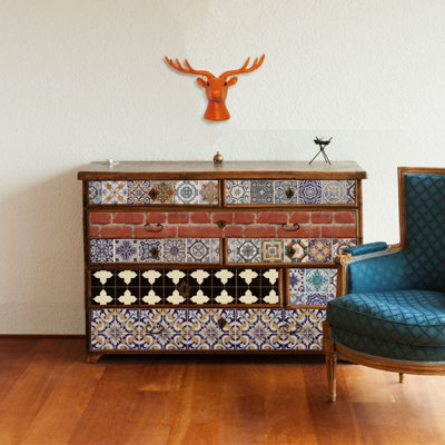 Walplus Furniture Wrap Self-AdhesiveTiles and Red Bricks Decal | DIY at B&Q