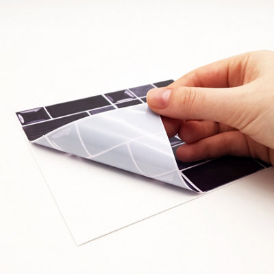 Walplus Glossy Black Porcelain Mosaic Peel and Stick Wall Tiles Sticker ...