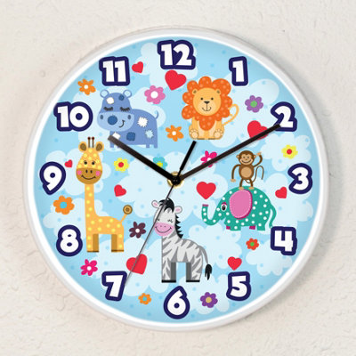 Walplus Happy Animals Kids Wall Clock - Children Clock for Bedrooms ...