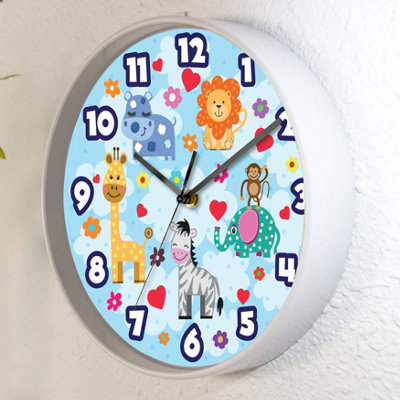 Walplus Happy Animals Kids Wall Clock - Children Clock for Bedrooms ...