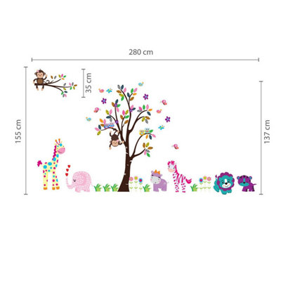 Walplus Happy Zoo Animals Wall Stickers Kids Nursery Children Decals ...