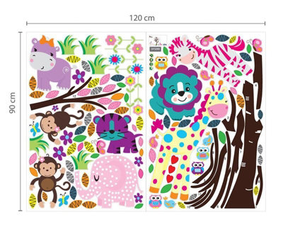 Walplus Happy Zoo Animals Wall Stickers Kids Nursery Children Decals ...
