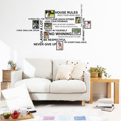 Walplus House Rules Quote Decal - Photo Frame Birdcage Wall Stickers