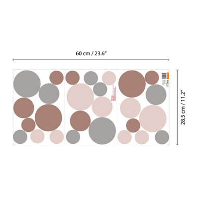 Walplus Large Polka Dots Boho Naturalkids Sticker PVC Brown, Grey