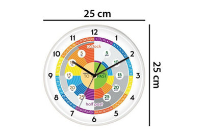 WALPLUS LEARN TO TELL THE TIME CLOCK FOR KIDS - 25CM - TEACHING CLOCK ...