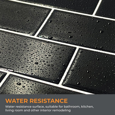 Walplus London Metro Classic Brick Pure Black Glossy 3D Tile 30.5 x 30 ...